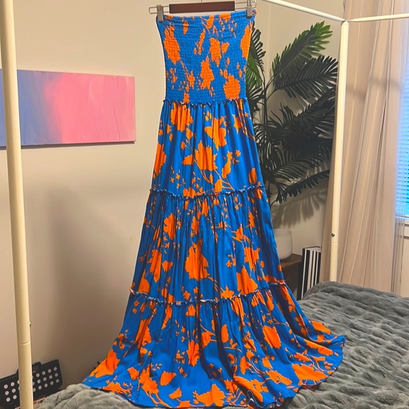 Abel The Label | Dresses | Gorgeous Blue And Orange Maxi Dress | Poshmark